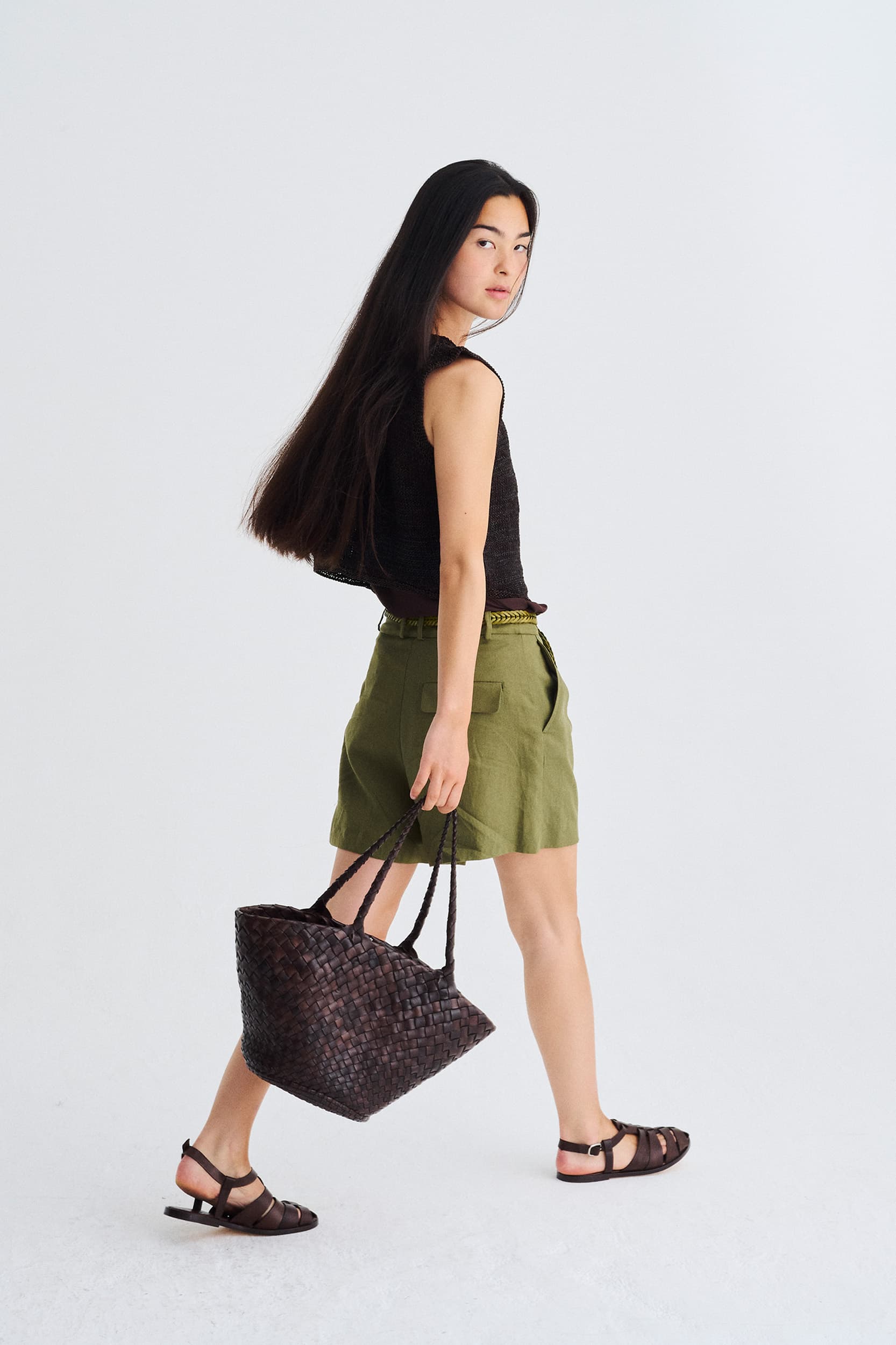 Dragon Diffusion - Egola Dark Brown Woven Leather Bag