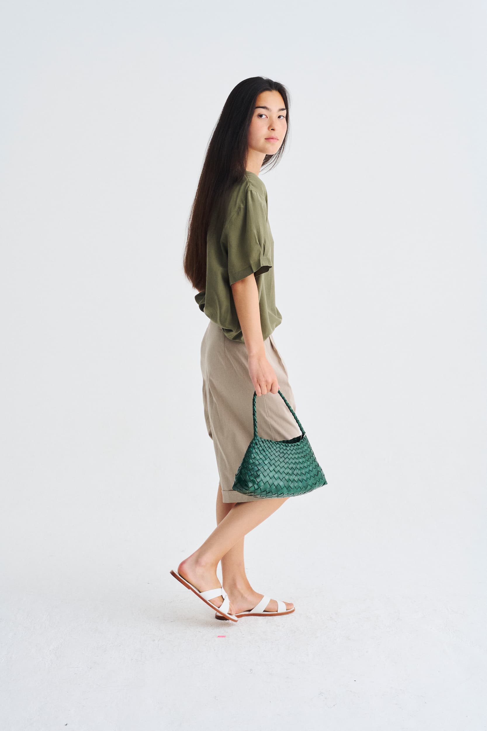 Dragon Diffusion - Rosanna Forest Green Woven Leather Bag