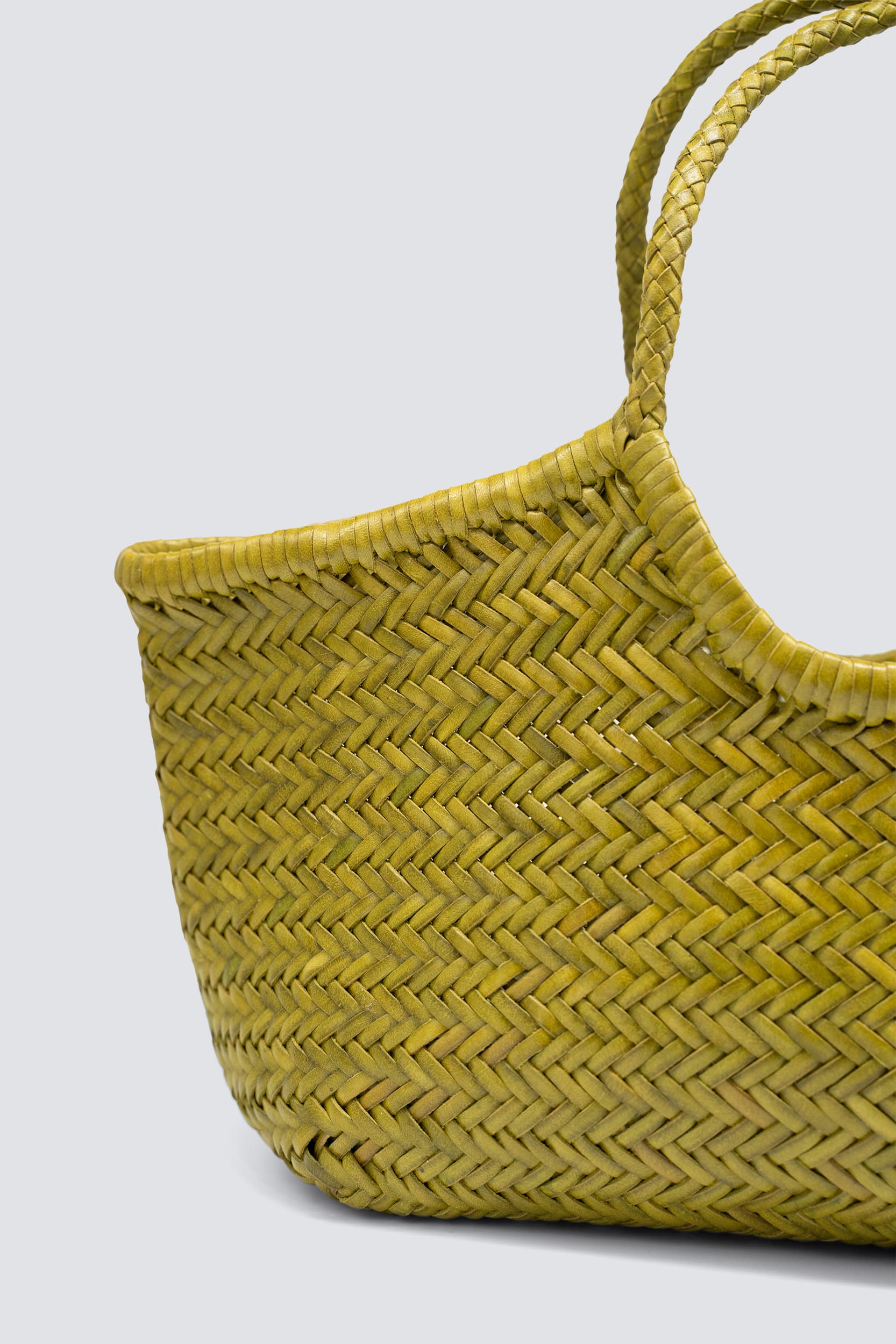 Dragon Diffusion - Nantucket Big Bamboo Green Woven Leather Bag
